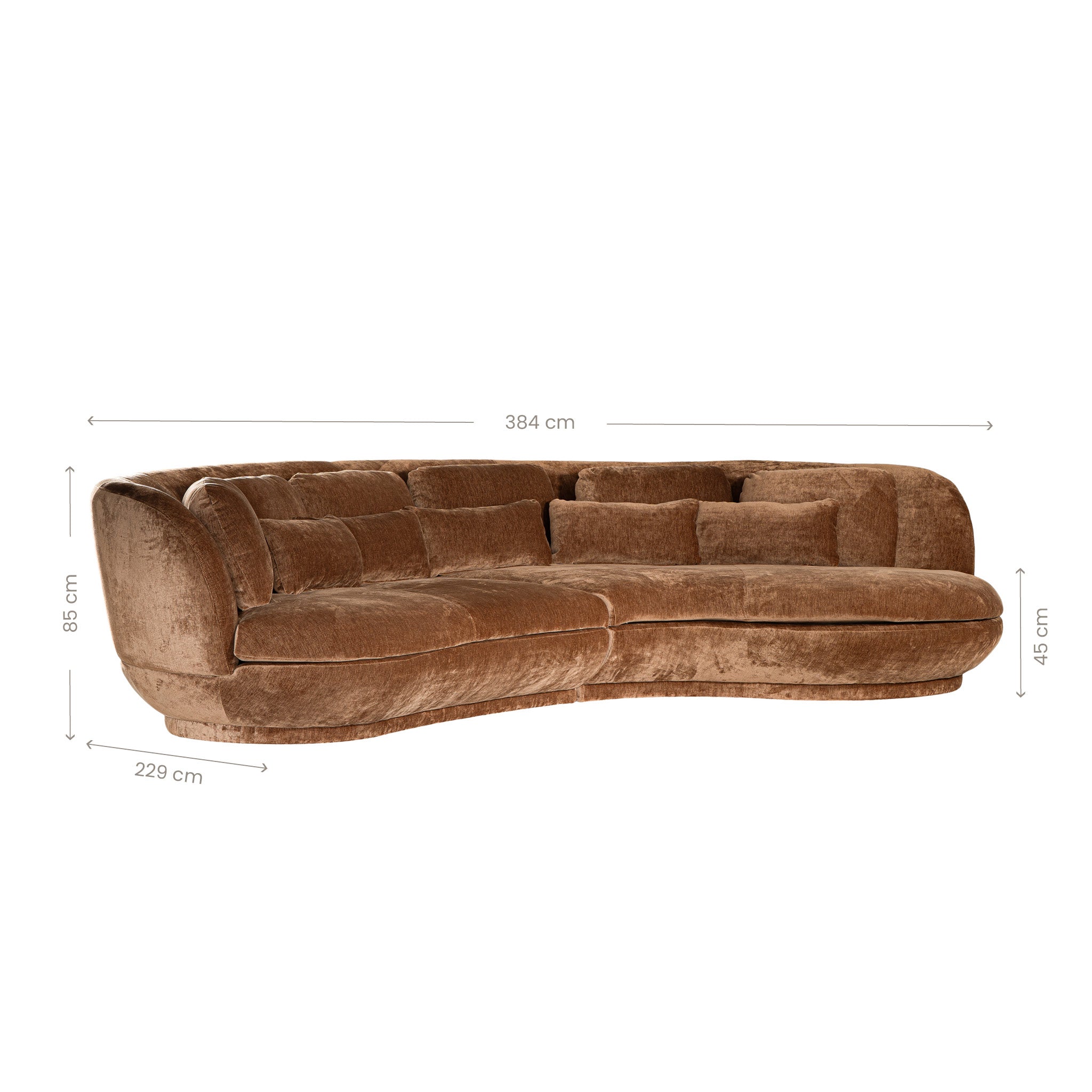 Nesta Sculptural Sofa | Curved Sofa in Velour Bronze – Uniqwa Collections